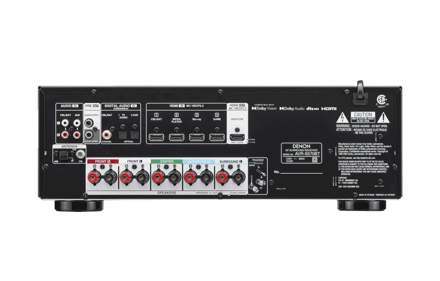 Denon AVR-S570BT 5.2 Channel AV Receiver - Eastporters Audio Video